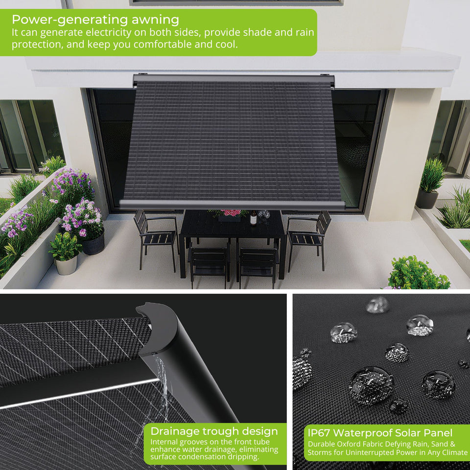 442W Retractable Solar Van Awning | 12V Electric | Custom Marine Products
