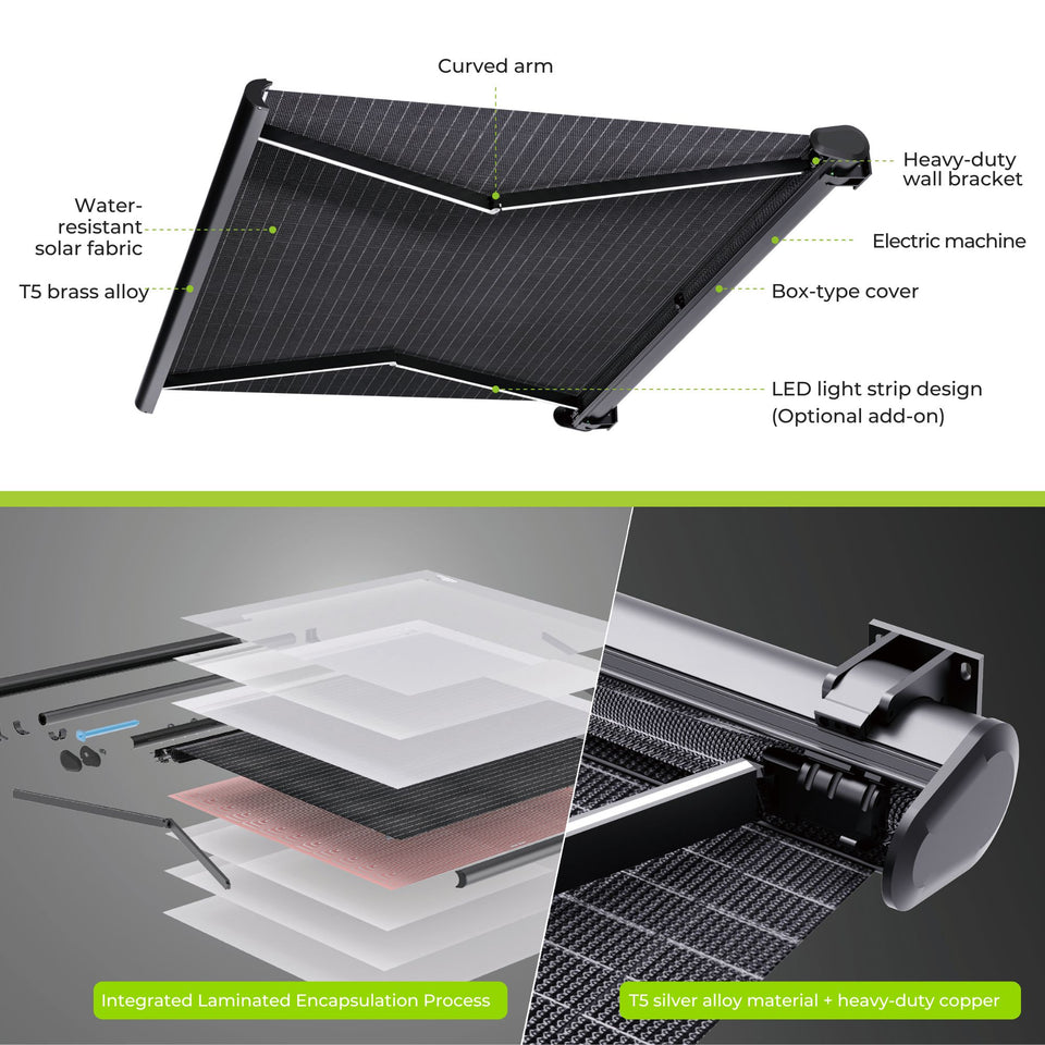 442W Retractable Solar Van Awning | 12V Electric | Custom Marine Products